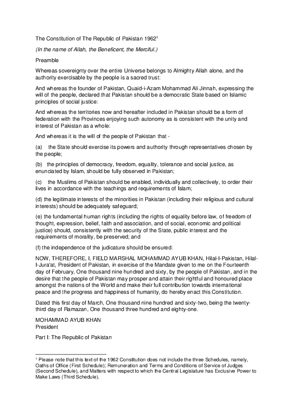 (PDF) Constitution of Pakistan 1962