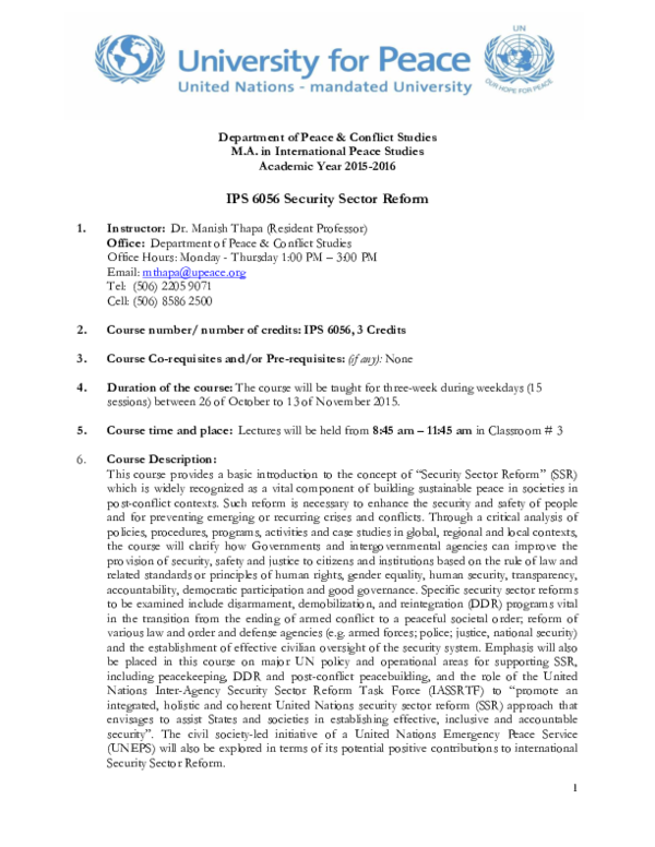 Pdf Security Sector Refom