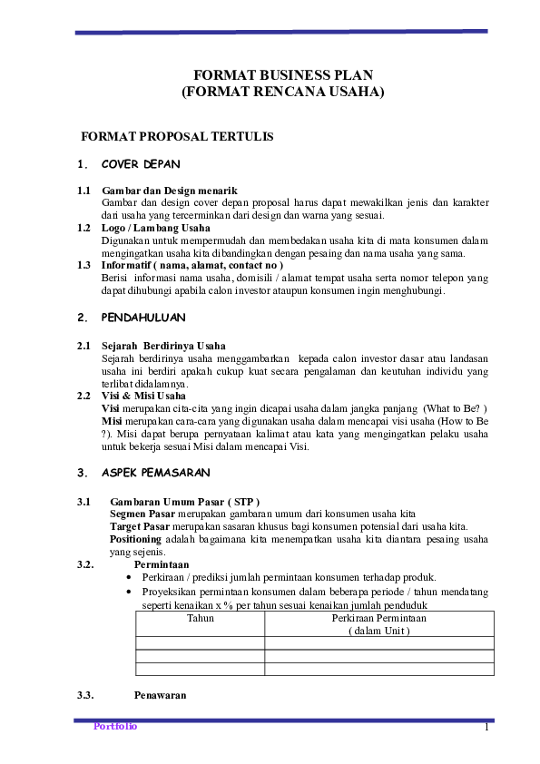 (DOC) format bisnis plan