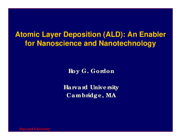 (PDF) ALD - Atomic layer deposition