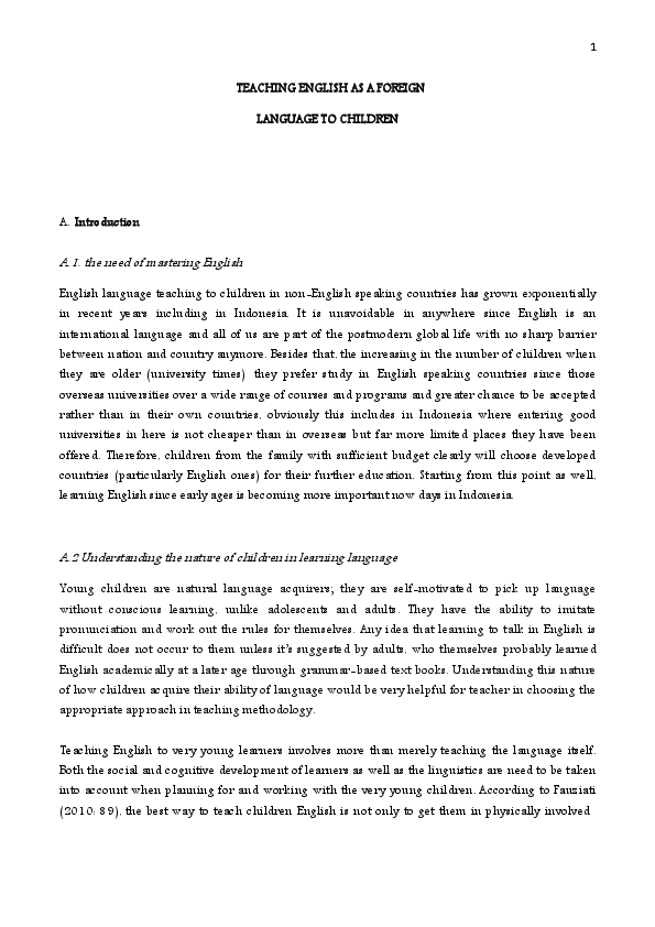 (PDF) TEACHING ENGLISH AS A FOREIGN LANGUAGE TO CHILDREN