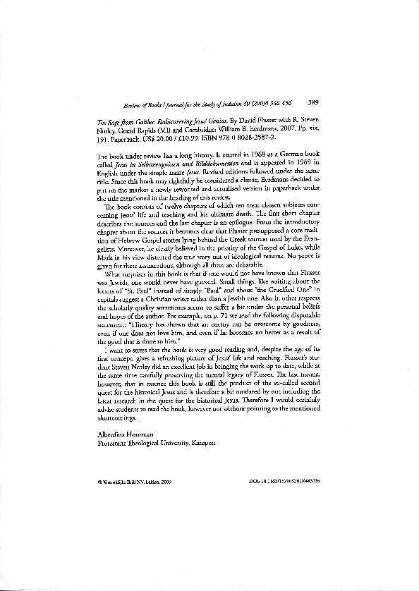 (PDF) Review of "The Sage from Galiee", by David Flusser
