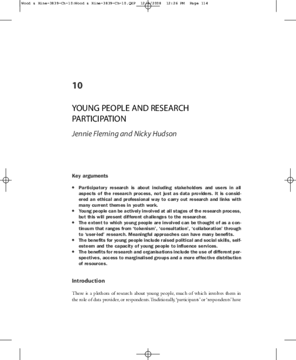 (PDF) Young people and research: participation in practice.