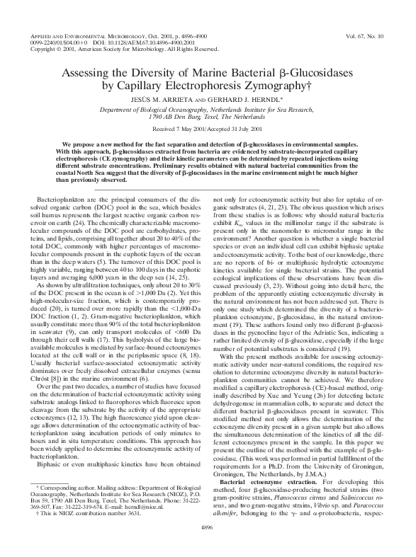 (PDF) Assessing the Diversity of Marine Bacterial -Glucosidases by ...