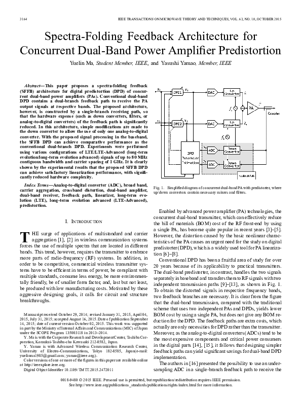 (PDF) Spectra-Folding Feedback Architecture for Concurrent Dual-Band Power Amplifier ...