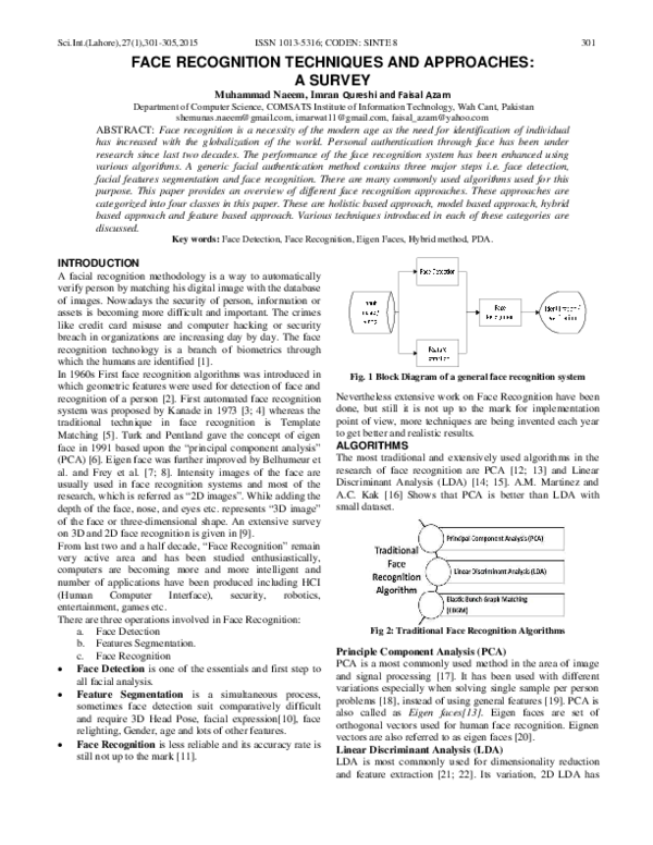 Pdf Face Recognition Techniques And Approaches A Survey