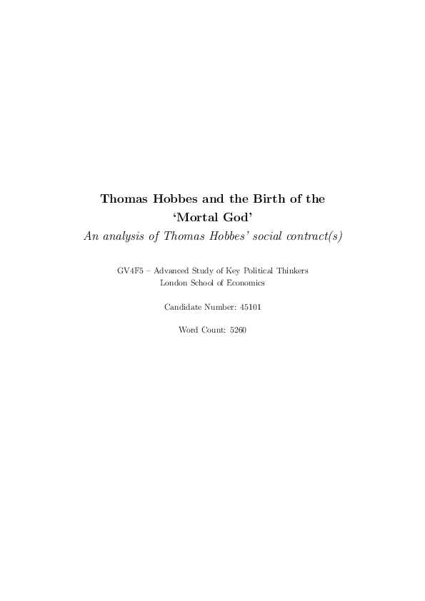 (PDF) Thomas Hobbes and the Two Social Contracts