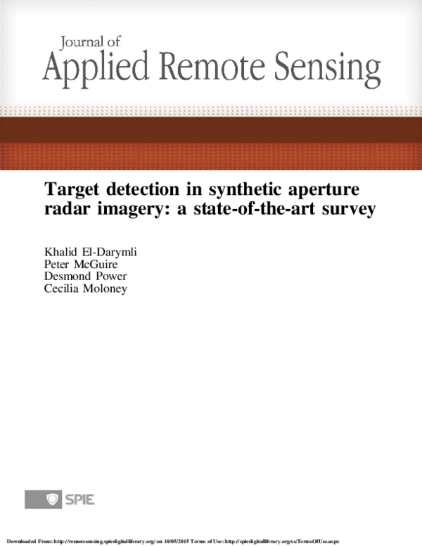 Target Detection In Synthetic Aperture Radar Imagery A State Of The