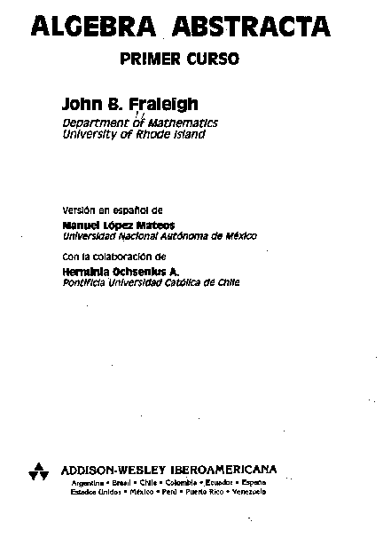 (PDF) Algebra Abstracta, Primer Curso - John B. Fraleígh