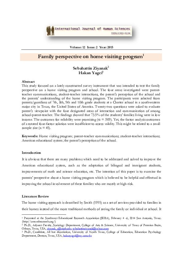 (PDF) Family perspective on home visiting program