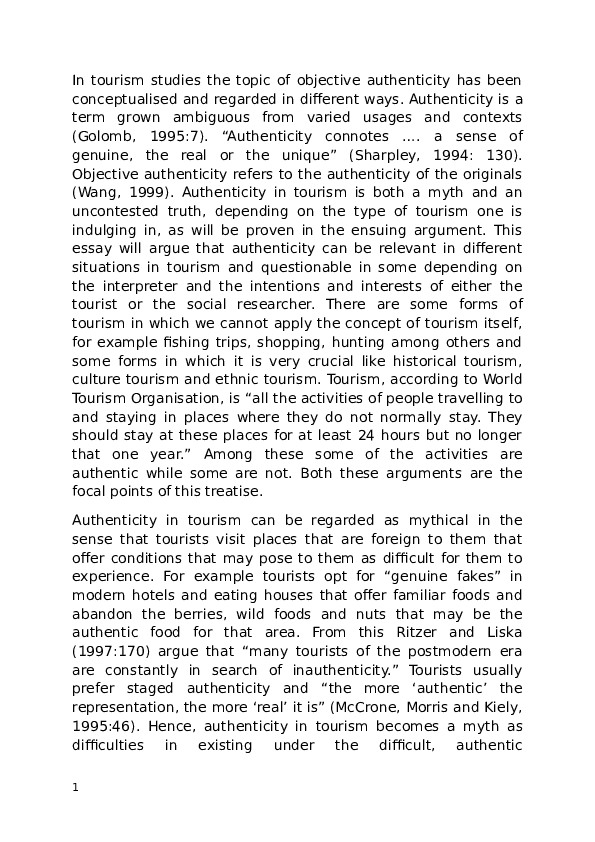 (PDF) Authenticity: tourism and the implications of a constructivist ...