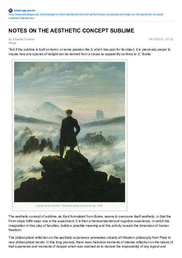 (PDF) NOTES ON THE AESTHETIC CONCEPT SUBLIME