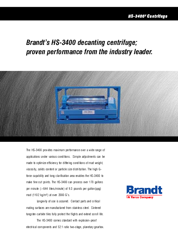 (PDF) Decantadoras Centrifugas NOV HS3400