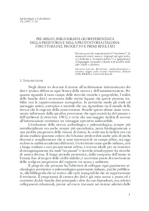 (PDF) Pre-biblio, Bibliografia georeferenziata della preistoria e della ...
