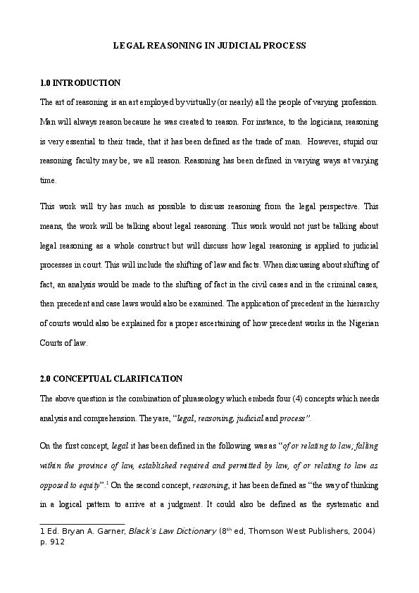 (DOC) LEGAL REASONING IN JUDICIAL PROCESS