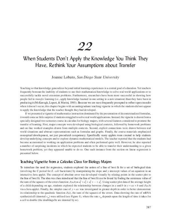 (PDF) When Students Don’t Apply the Knowledge You Think They Have ...