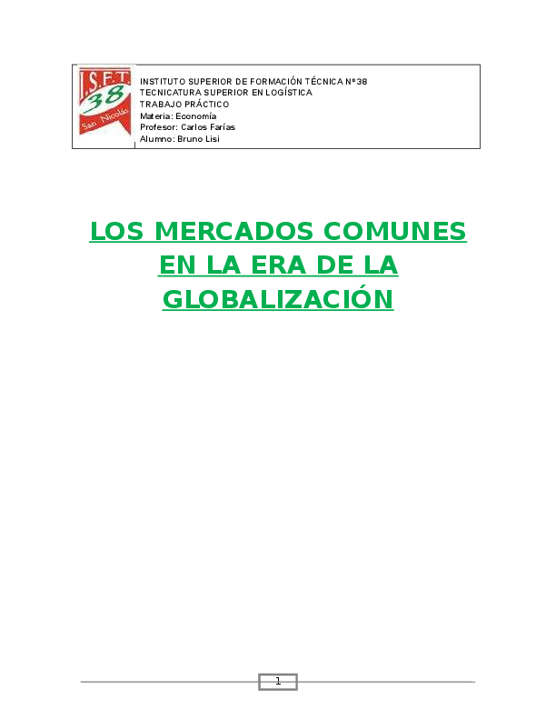 (DOC) Mercados comunes
