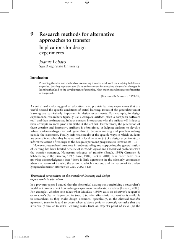 (PDF) Research methods for alternative approaches to transfer ...