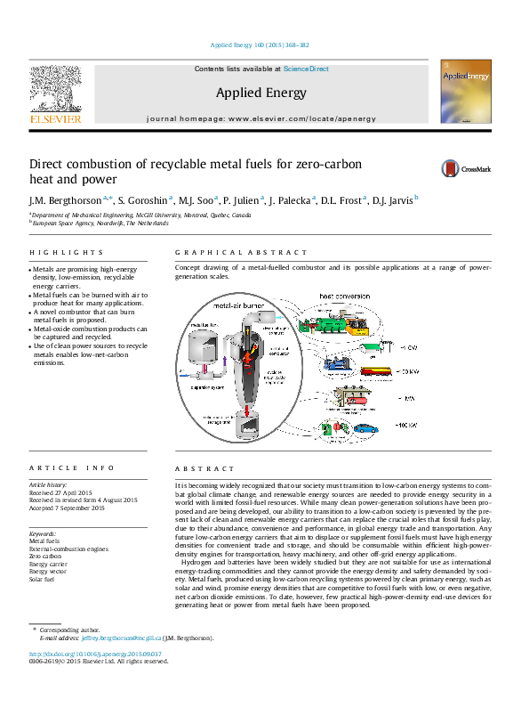 (PDF) Direct combustion of recyclable metal fuels for zero-carbon heat ...