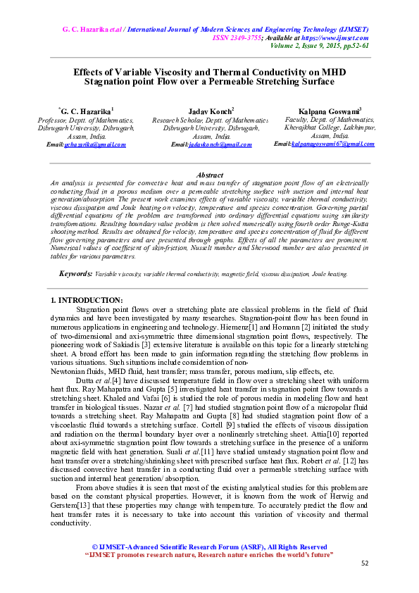 Effects Of Variable Viscosity And Thermal Conductivity On Mhd Stagnation Point Flow Over A