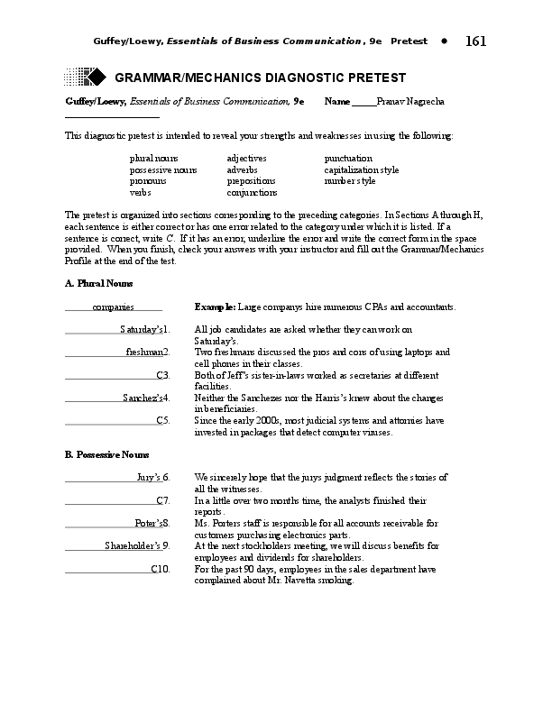 (DOC) Grammar mechanics pretest