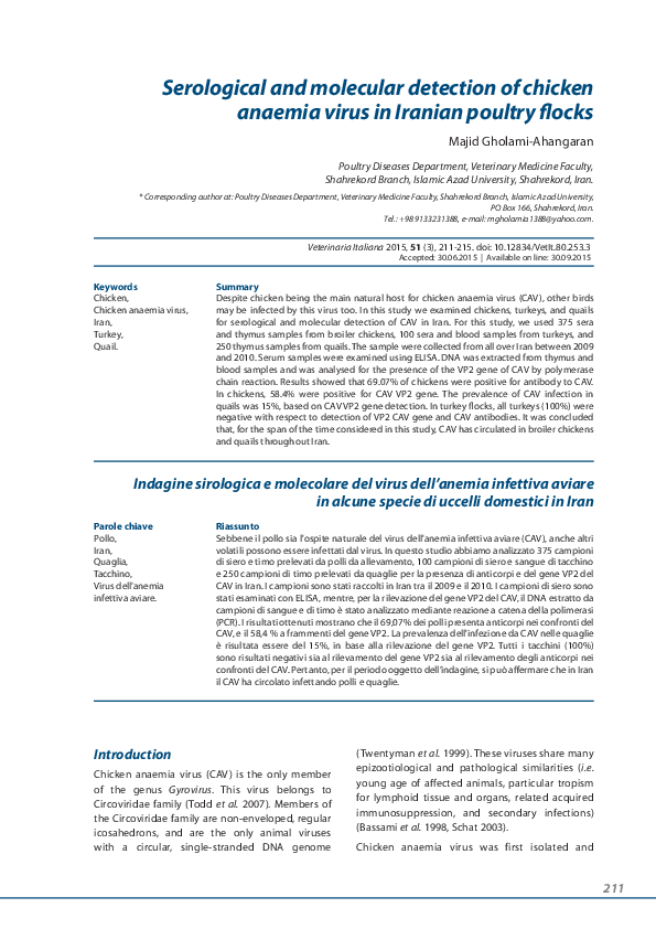 (PDF) Serological and molecular detection of chicken anaemia virus in ...