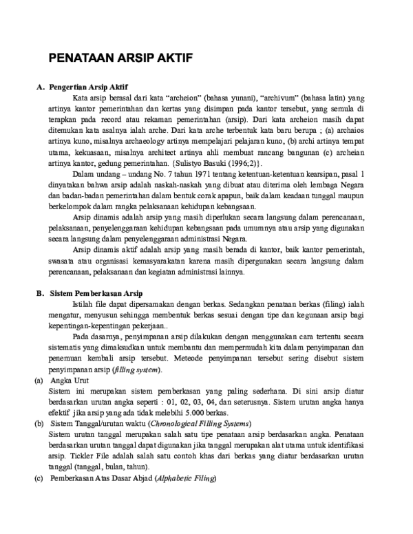 (DOC) PENATAAN ARSIP AKTIF
