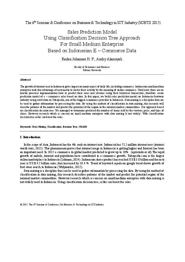 Pdf Sales Prediction Model Using Classification Decision Tree