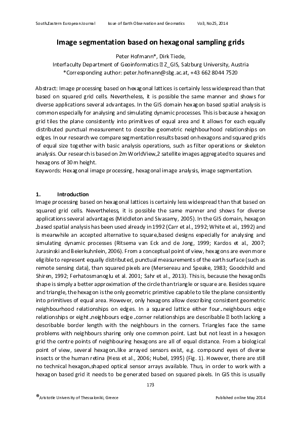 (PDF) Image segmentation based on hexagonal sampling grids