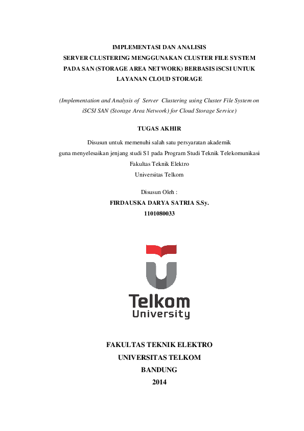 Pdf Implementasi Dan Analisis Server Clustering Menggunakan Cluster File System Pada San