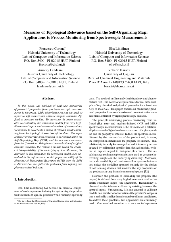 (PDF) Measures of topological relevance based on the Self-Organizing ...