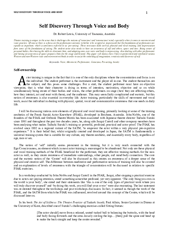 (PDF) Self Discovery Through Voice and Body