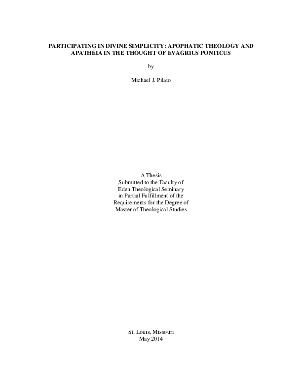 (PDF) Participating in Divine Simplicity: Apophatic Theology and ...