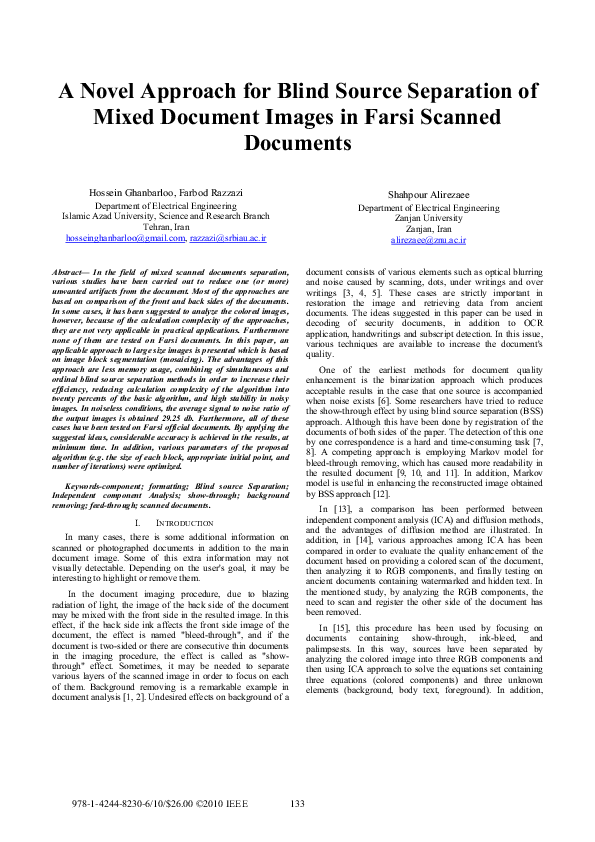 (PDF) A Novel Approach for Blind Source Separation of Mixed Document ...