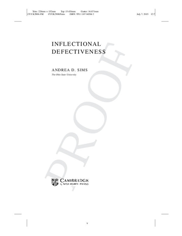 (PDF) Inflectional Defectiveness [table of contents]