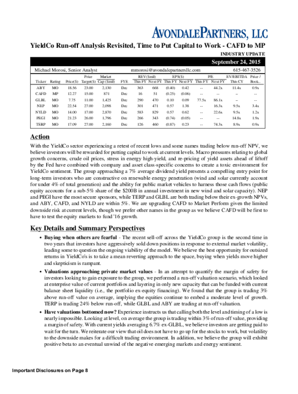 (PDF) Avondale Partners - YieldCo Run-off Analysis