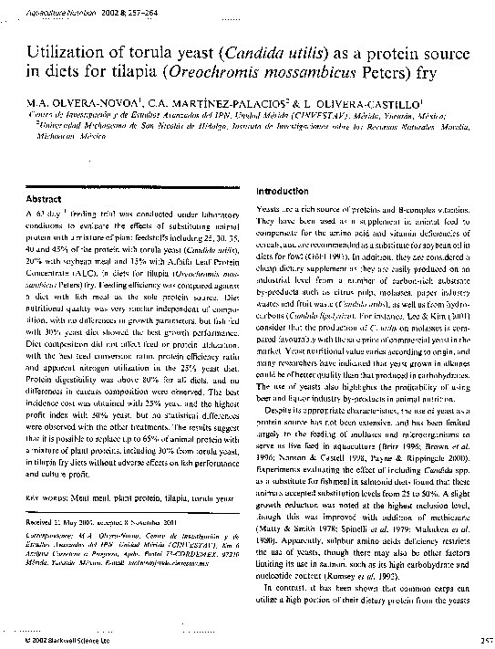 (PDF) Utilization of torula yeast (Candida utilis) as a protein source ...