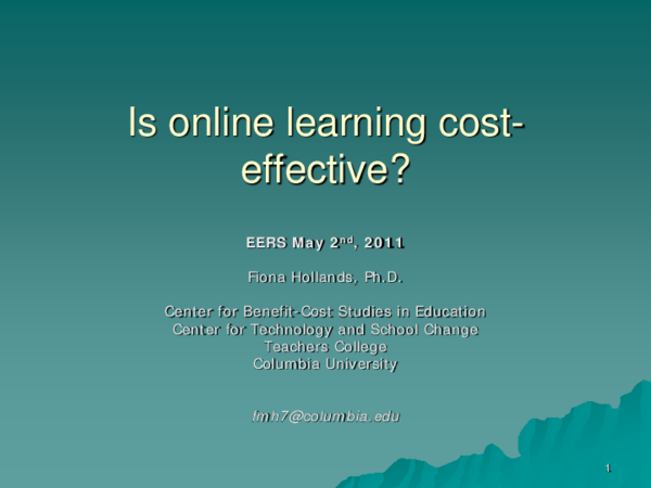 (PDF) Is Online Learning Cost-effective?