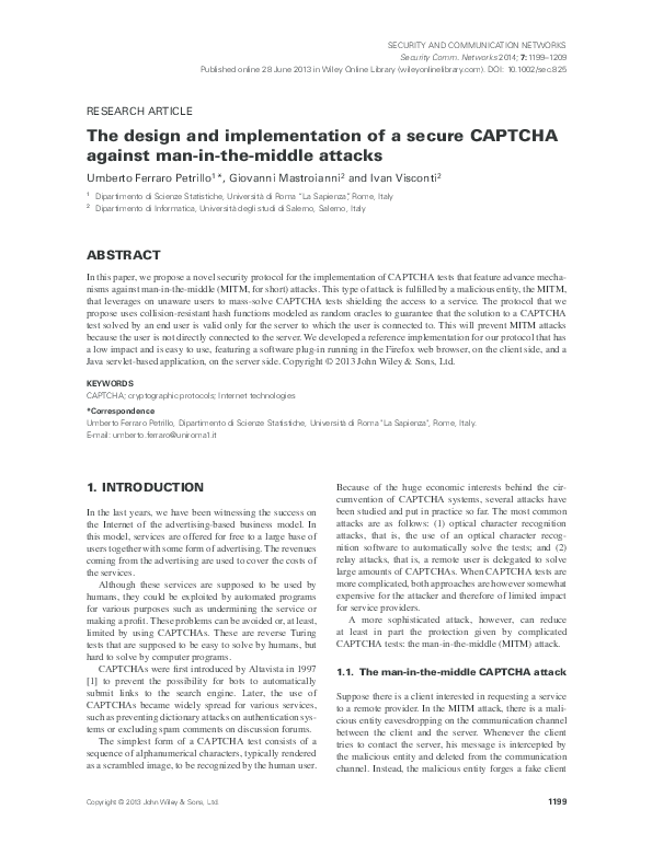 (PDF) The design and implementation of a secure CAPTCHA against man-in ...