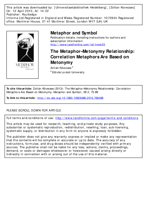 (PDF) Metaphor-metonymy relationship
