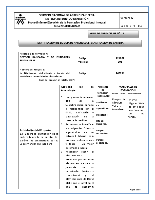 (PDF) GFPI-F-019 Guia de Aprendizaje 12 Clasificación de Cartera (1)