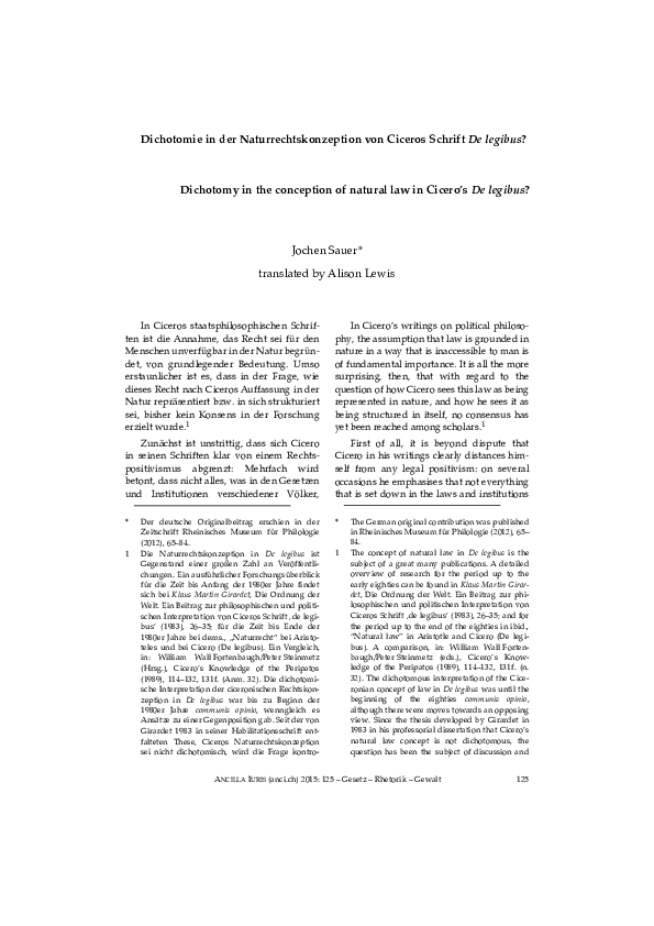 (PDF) Dichotomy in the conception of natural law in Cicero’s De legibus ...