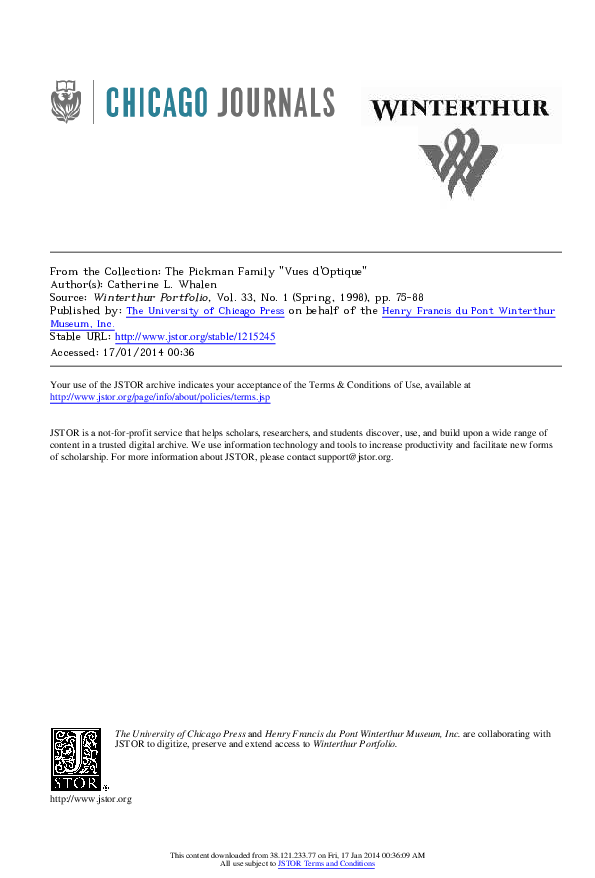 (PDF) From the Collection: The Pickman Family "Vues d'Optique"