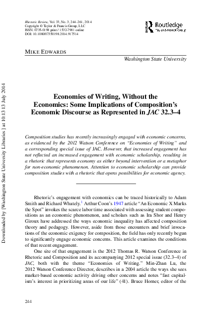 (PDF) Economies of Writing, Without the Economics: Some Implications of ...