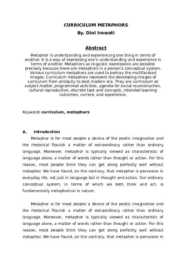 Curriculum Metaphors