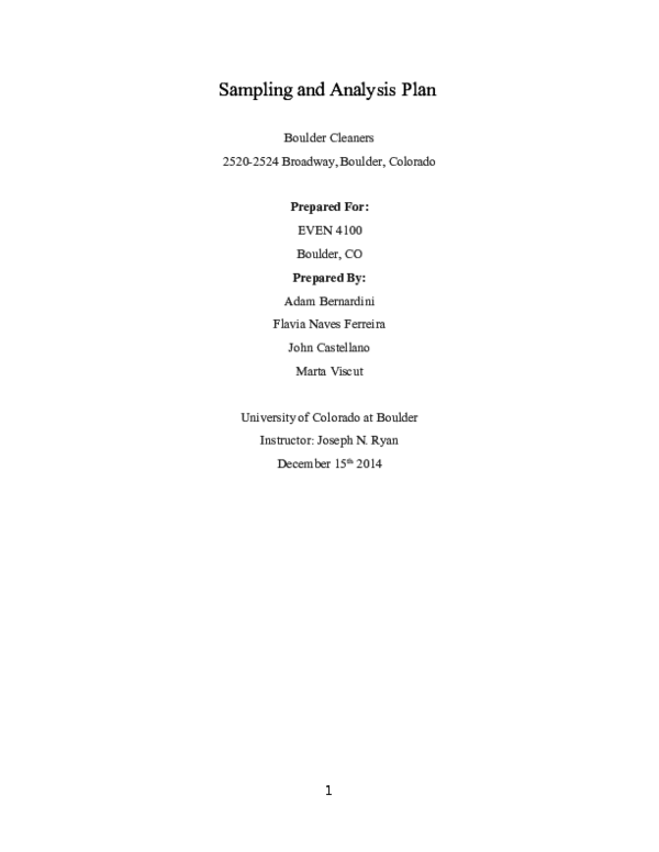 (DOC) Sampling and Analysis Plan