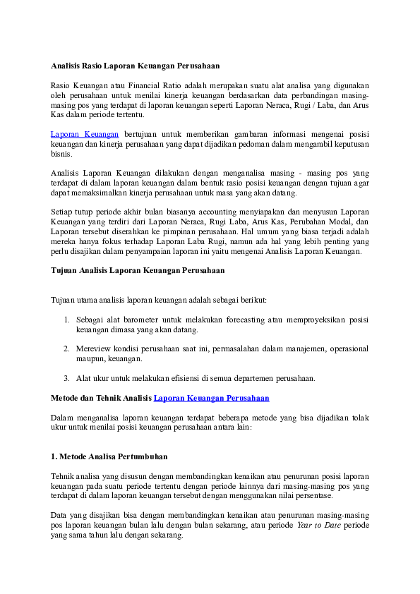 (DOC) Analisis Rasio Laporan Keuangan Perusahaan