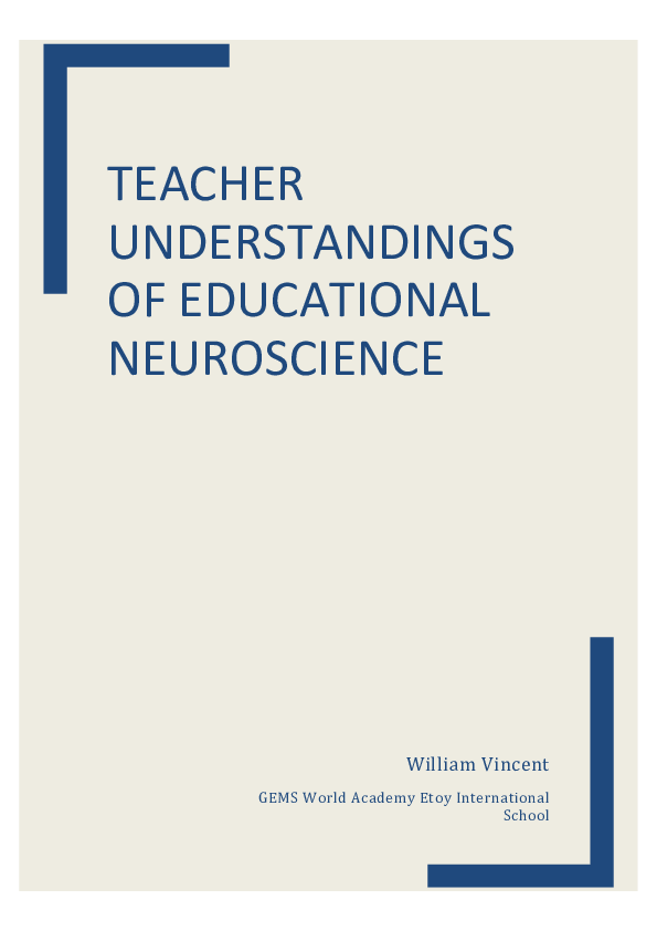 (PDF) Teachers Understandings of Educational Neuroscience