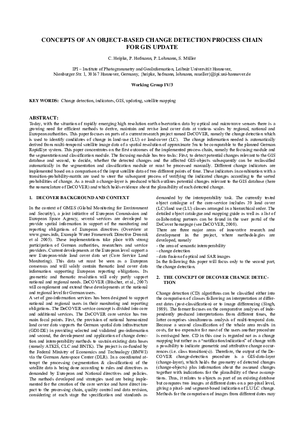 (PDF) Concepts of an object-based change detection process chain for GIS update