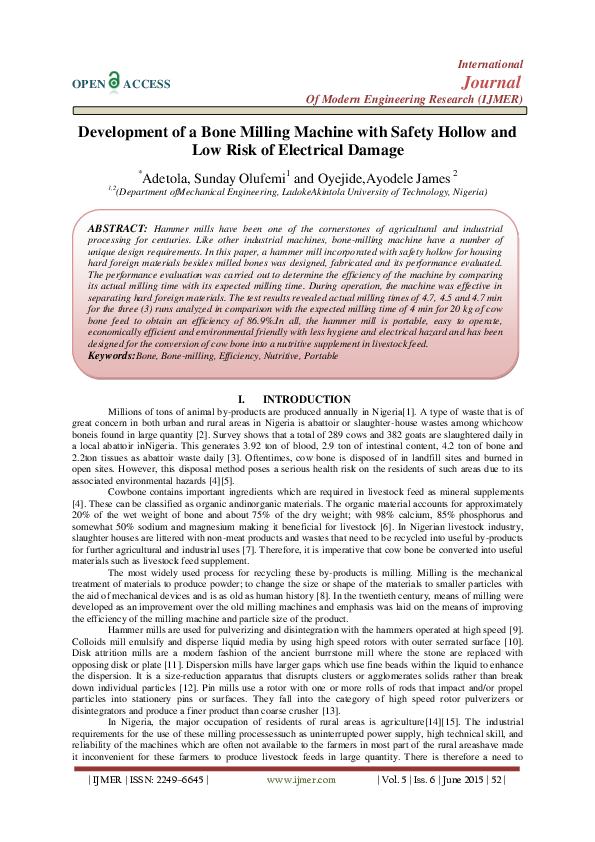 (PDF) Development of a Bone Milling Machine with Safety Hollow and Low ...